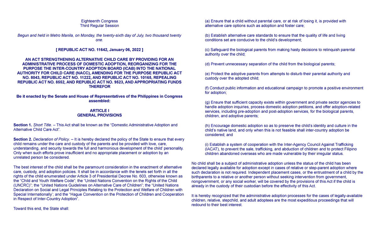 RA 11642 - Provisions of the law - Eighteenth Congress Third Regular ...