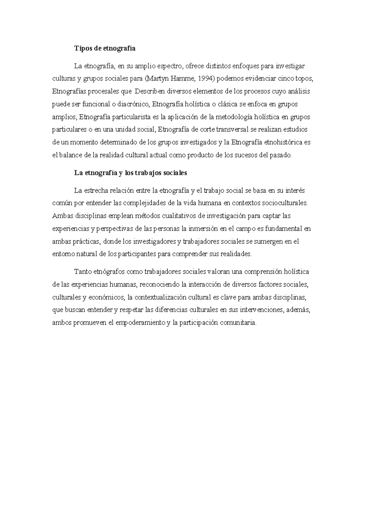 Etnografia aporte - Tipos de etnografía La etnografía, en su amplio ...
