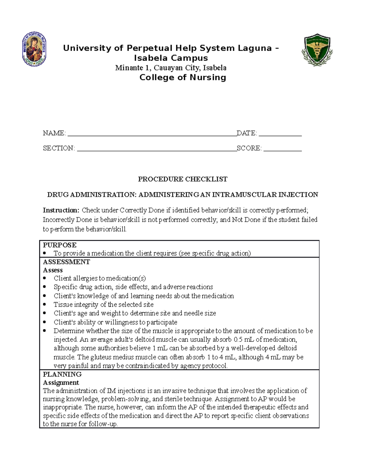 DRUG Administration Administering AN Intramuscular Injection ...