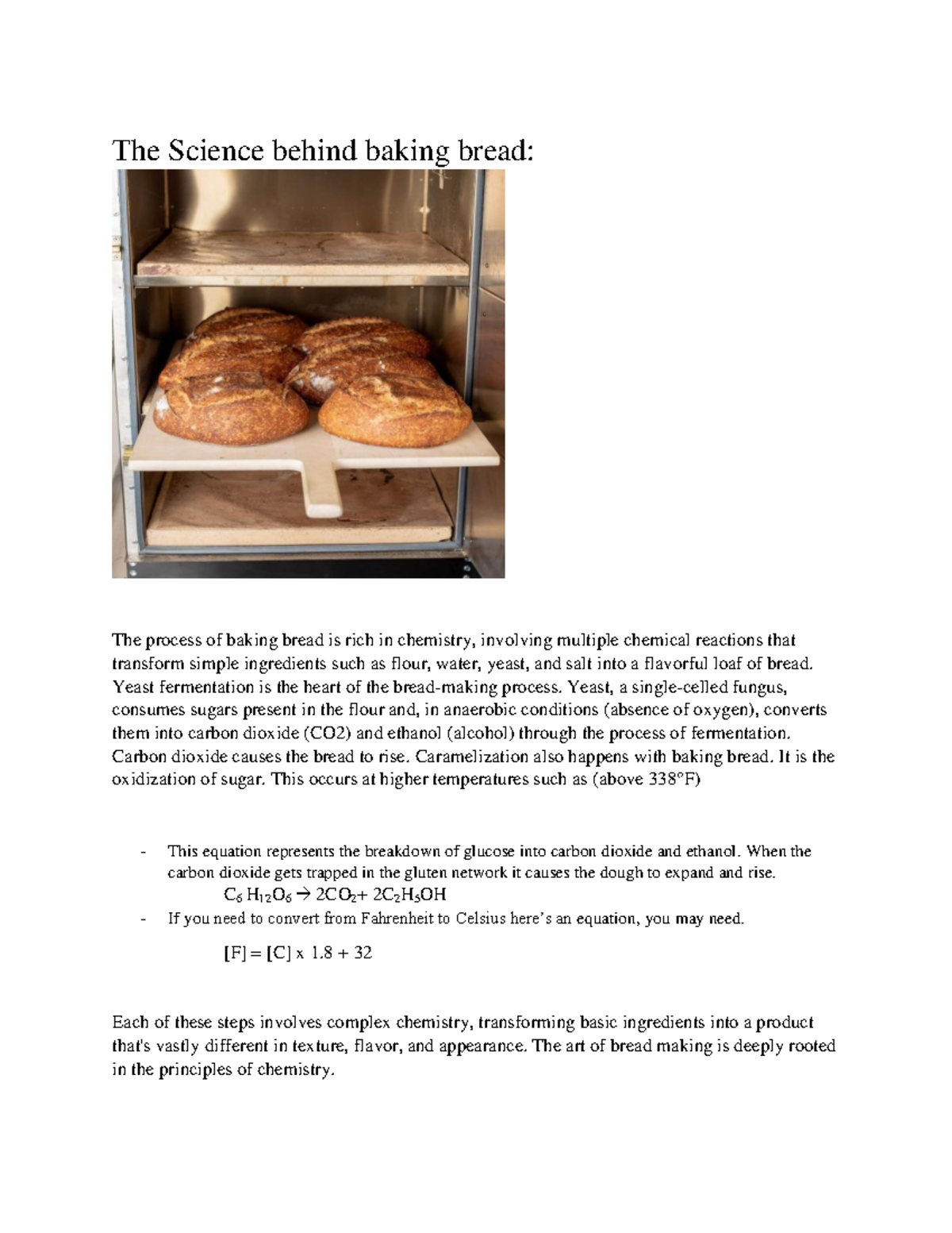 Chemistry in pictures - The Science behind baking bread: The process of ...