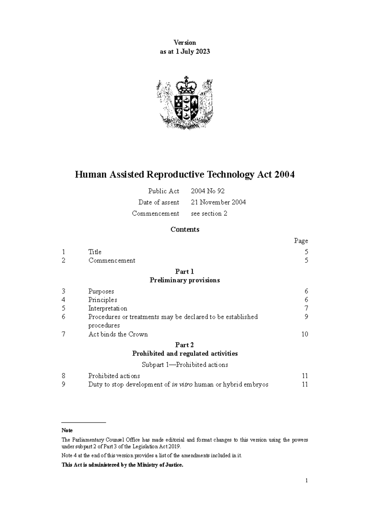 Human Assisted Reproductive Technology Act 2004 - Note 4 at the end of ...