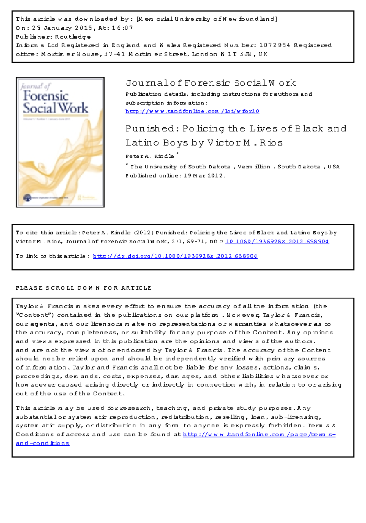 [Journal of Forensic Social Work vol. 2 iss. 1] Kindle, Peter A ...