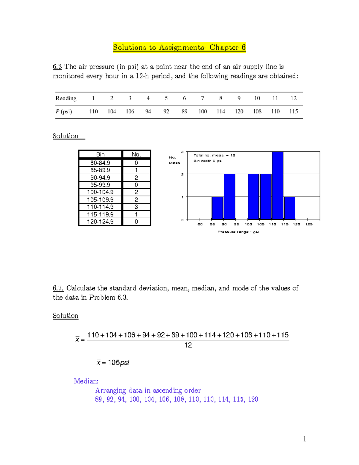 Sol-Assignment Chap 6 - Lecture Slides - Solutions to Assignments- Chapter 6 6 The air pressure ...