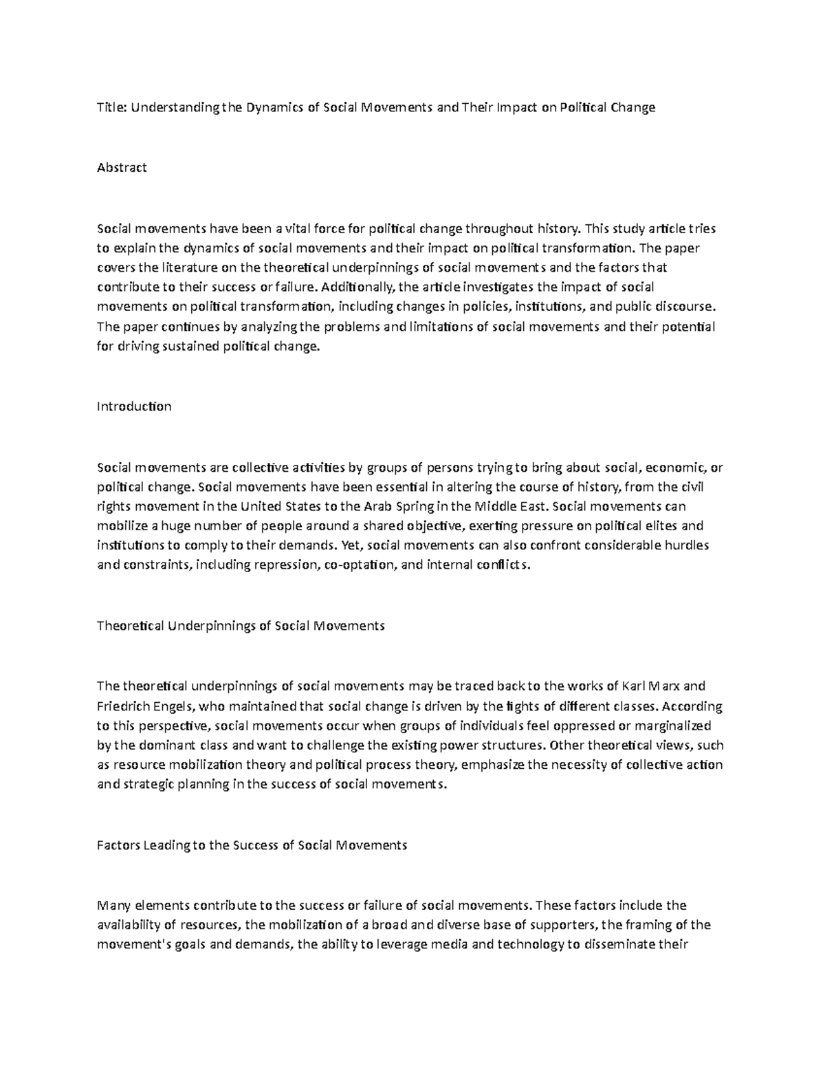 Understanding the Dynamics of Social Movements and Their Impact on ...