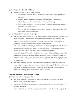 EDUC 227 Educational Change and Innovation lecture 1-4 - Lecture 1 ...