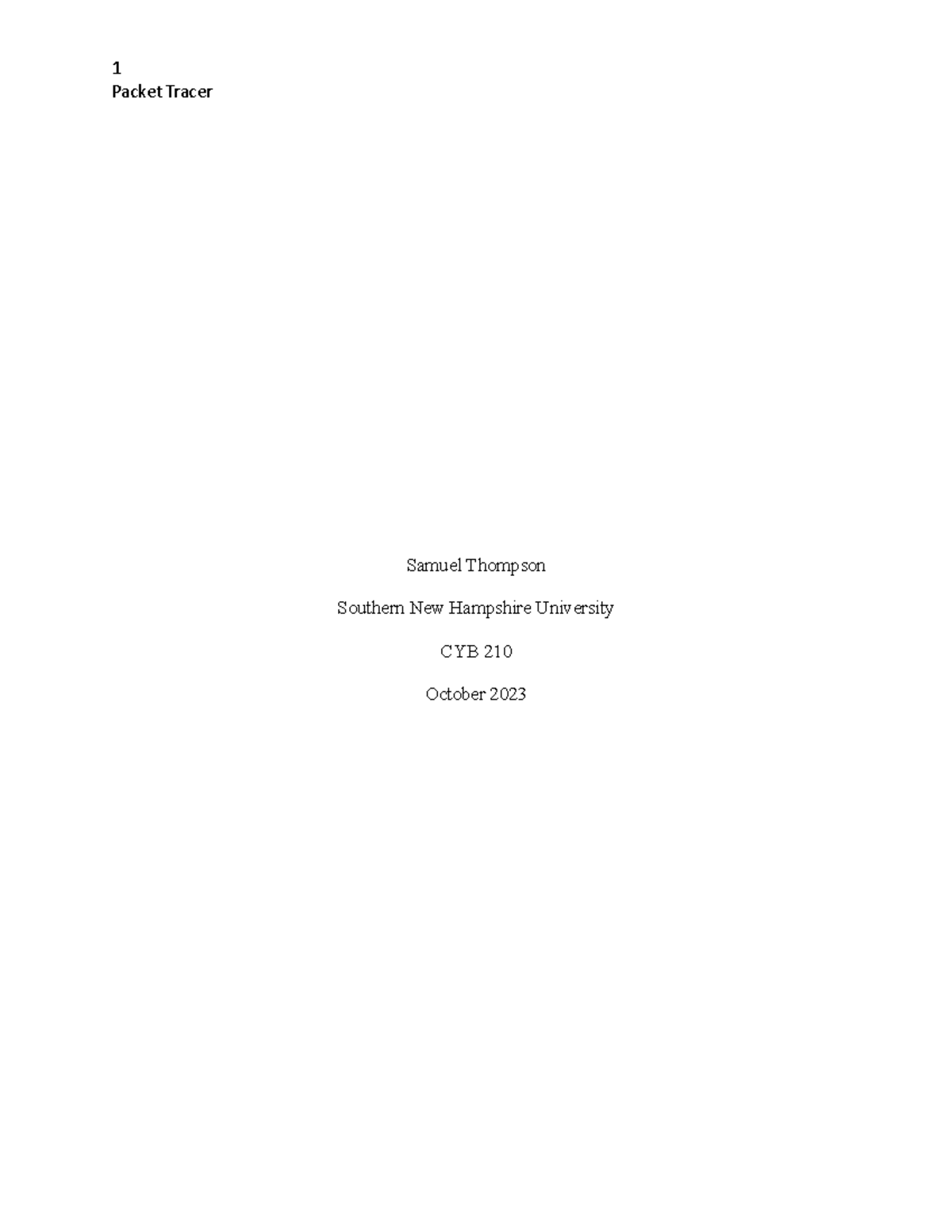 Module 2 Activity - Packet Tracer Samuel Thompson Southern New ...