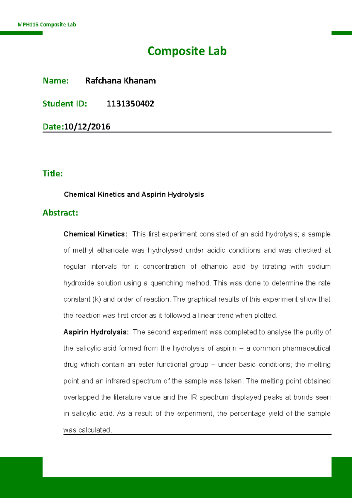 MPH116 Chem - Composite laboratory - Composite Lab Name: Rafchana ...