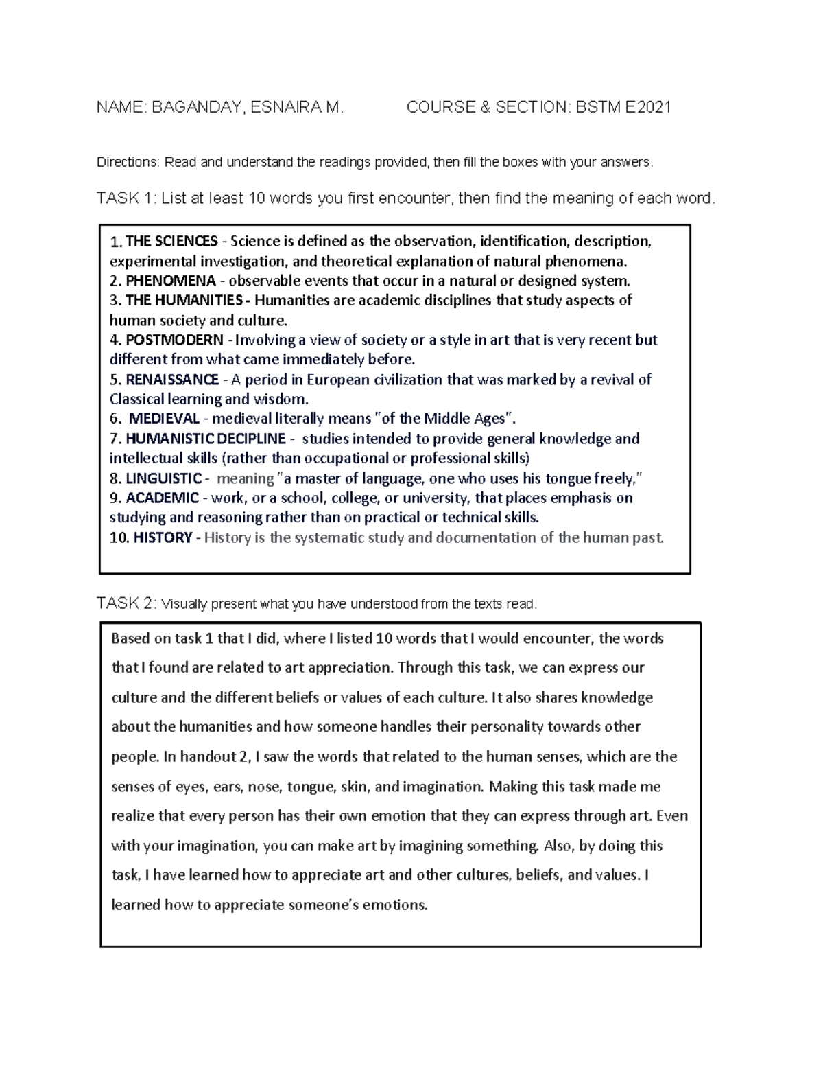 Baganday, Esnaira Macut - NAME: BAGANDAY, ESNAIRA M. COURSE & SECTION ...