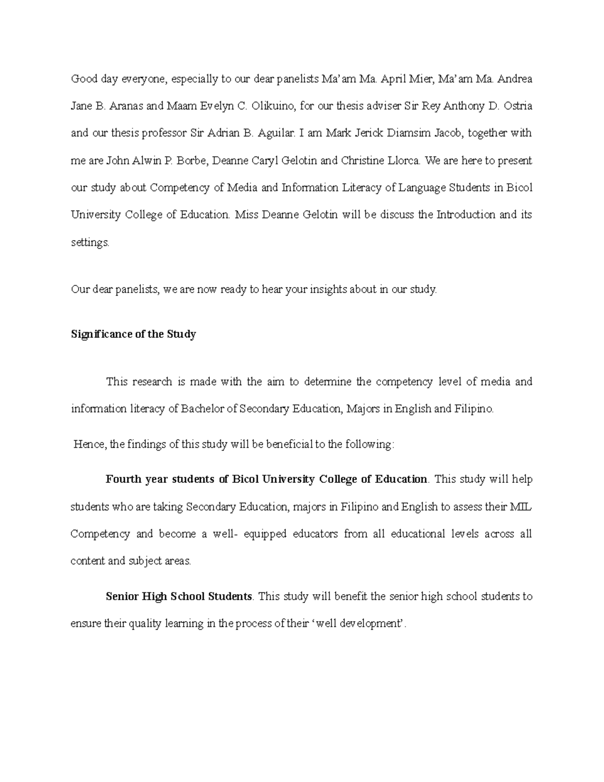 Explanationnn - Explanation - Good day everyone, especially to our dear ...