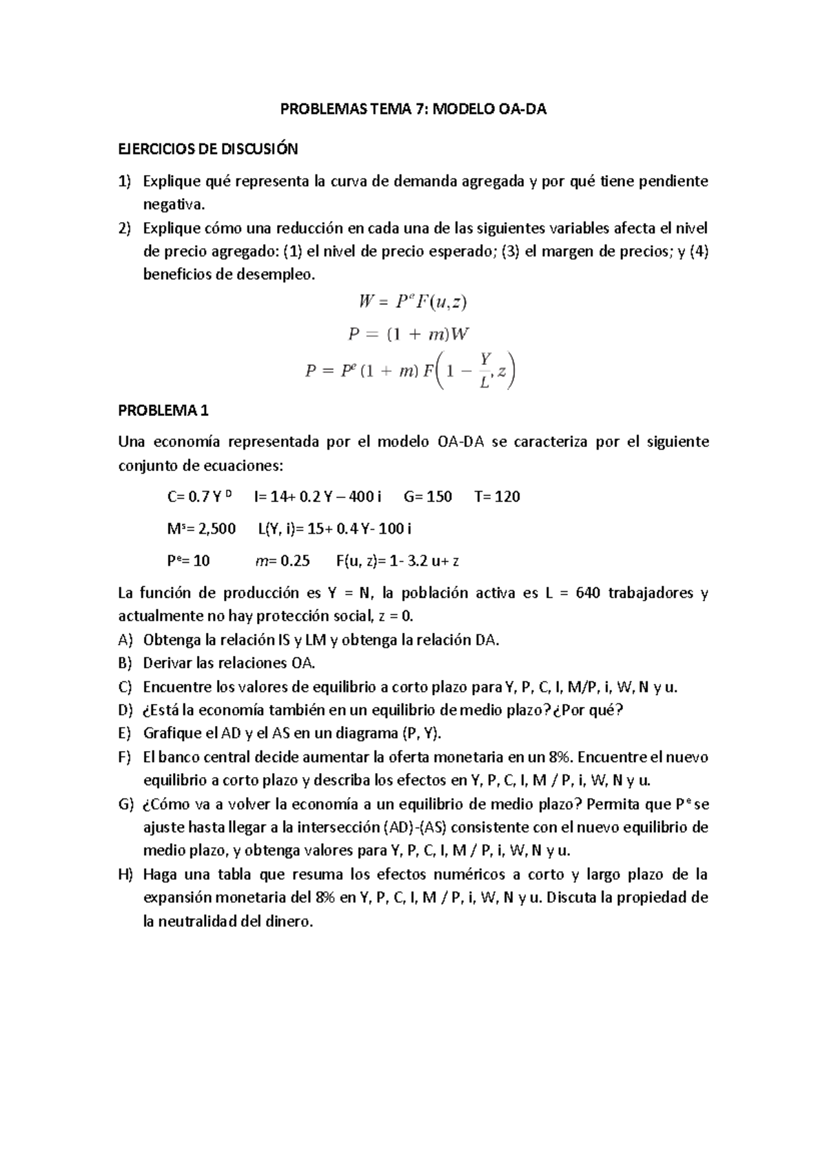 Tema 7. Modelo OA-DA I Prácticas-1 - PROBLEMAS TEMA 7 : MODELO OA-DA ...