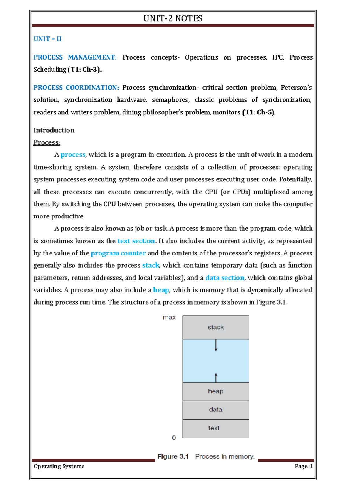 OS-Material-Unit 2 & 3 - notes - UNIT – II PROCESS MANAGEMENT: Process ...