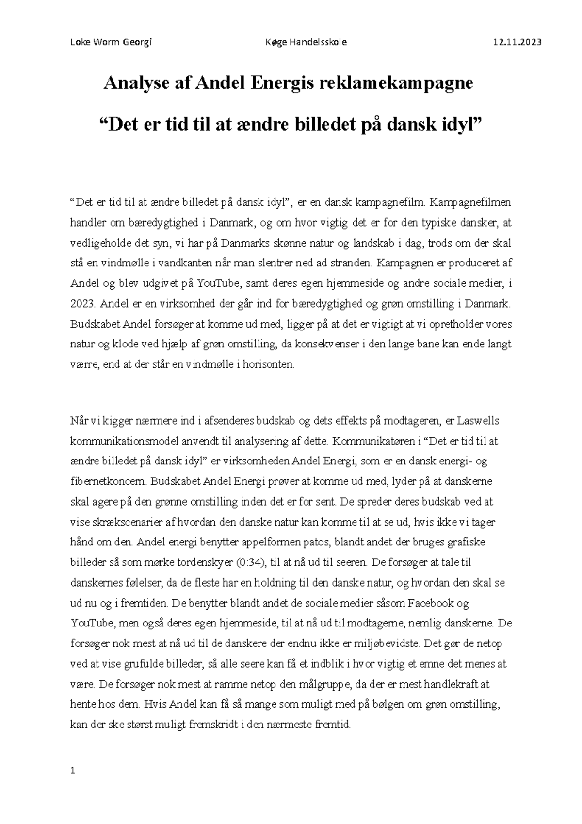 Aanalyse - Andel - kan ikke bruges til noget - Loke Worm Georgi Køge ...