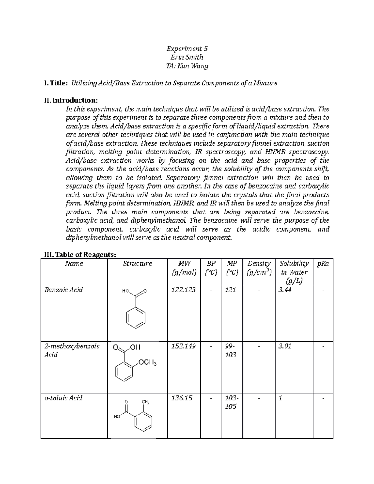 Experiment 5 Pre Lab - Previous Lab Report - Experiment 5 Erin Smith TA ...