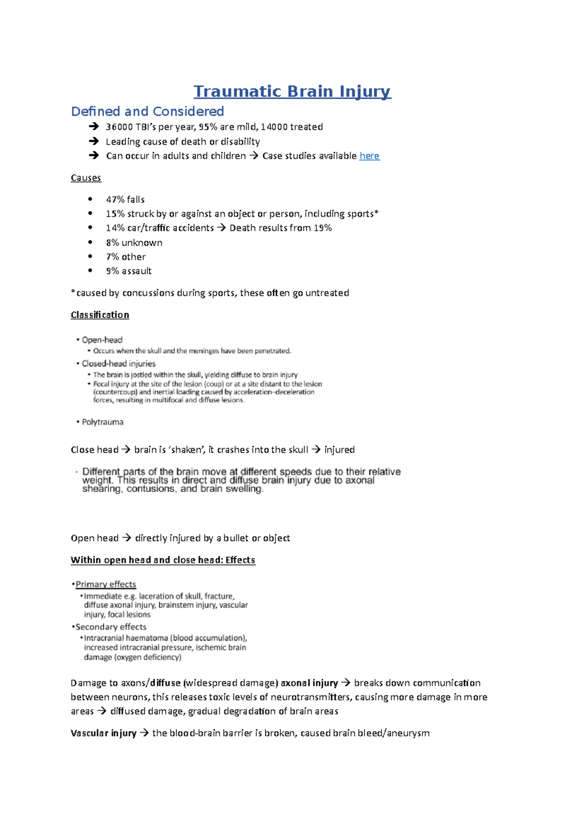 Traumatic Brain Injury notes - Traumatic Brain Injury Defined and ...