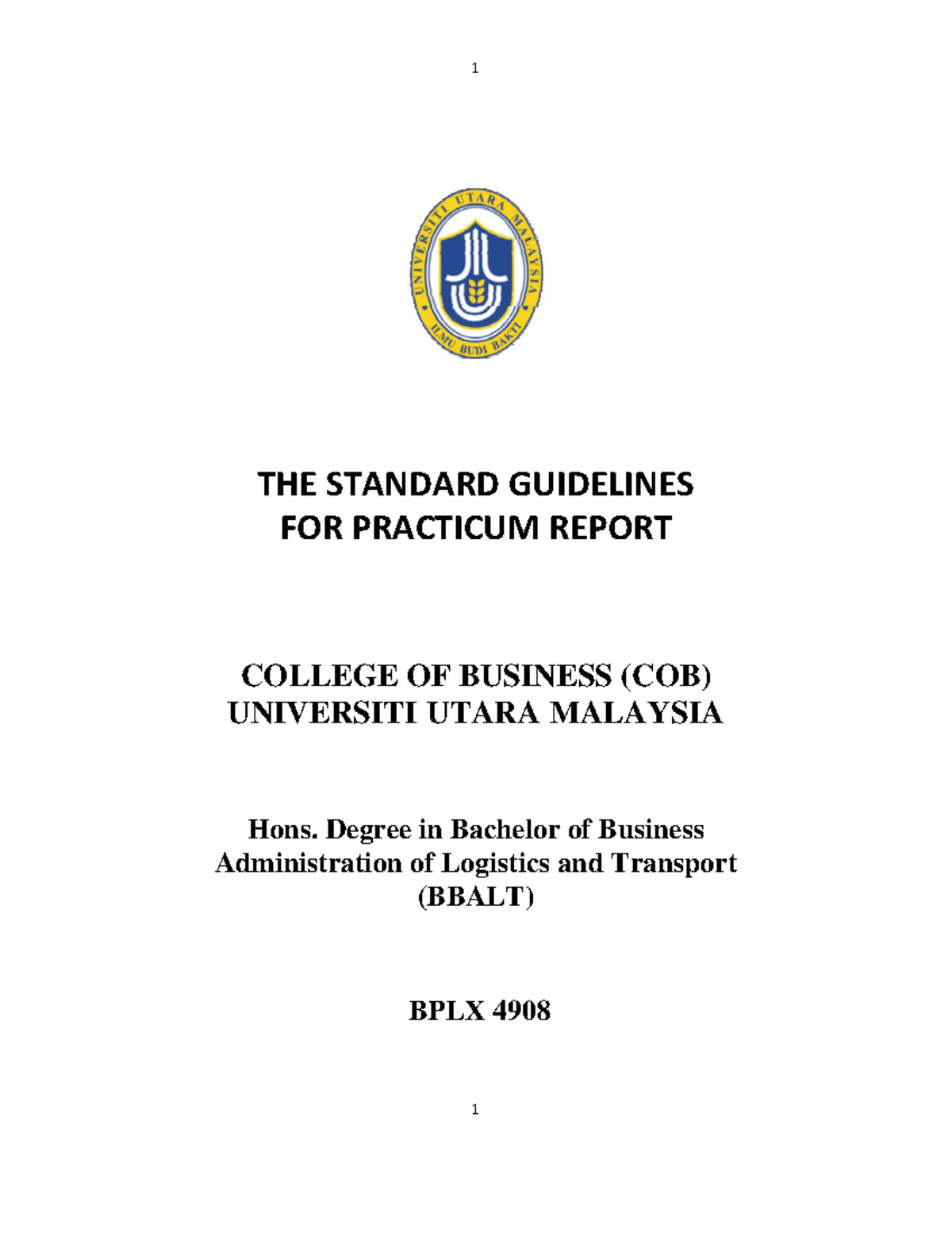Practicum Report Writing Guidelines - BBA LP - THE STANDARD GUIDELINES ...