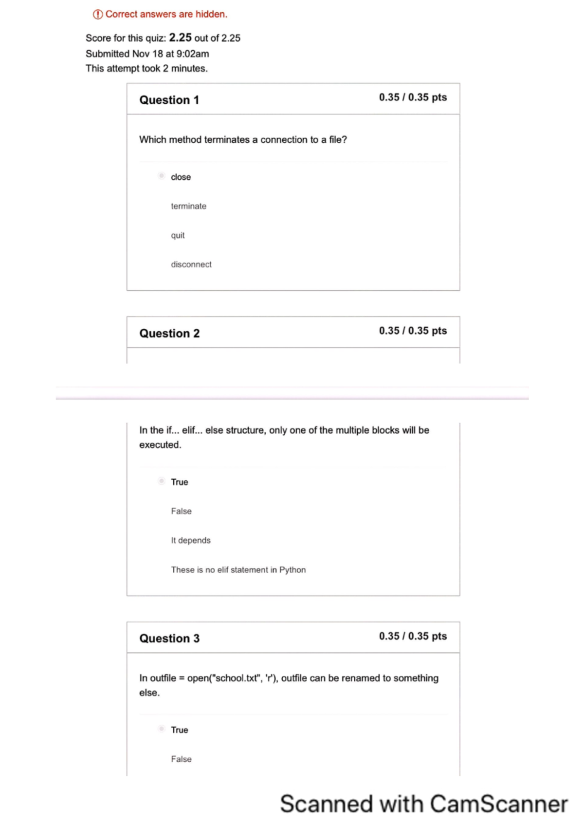 in class quiz 12 - Introduction to Business Programming in Python - Studocu