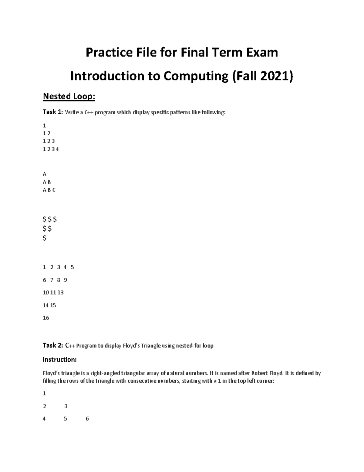Final Practice 1 - Practice File for Final Term Exam Introduction to ...