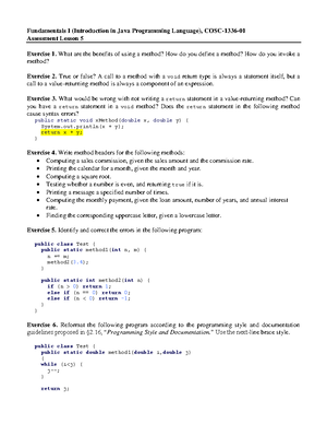 Assessment Lesson 2 - summer 2011 - Fundamentals I (Introduction in Java Programming Language ...