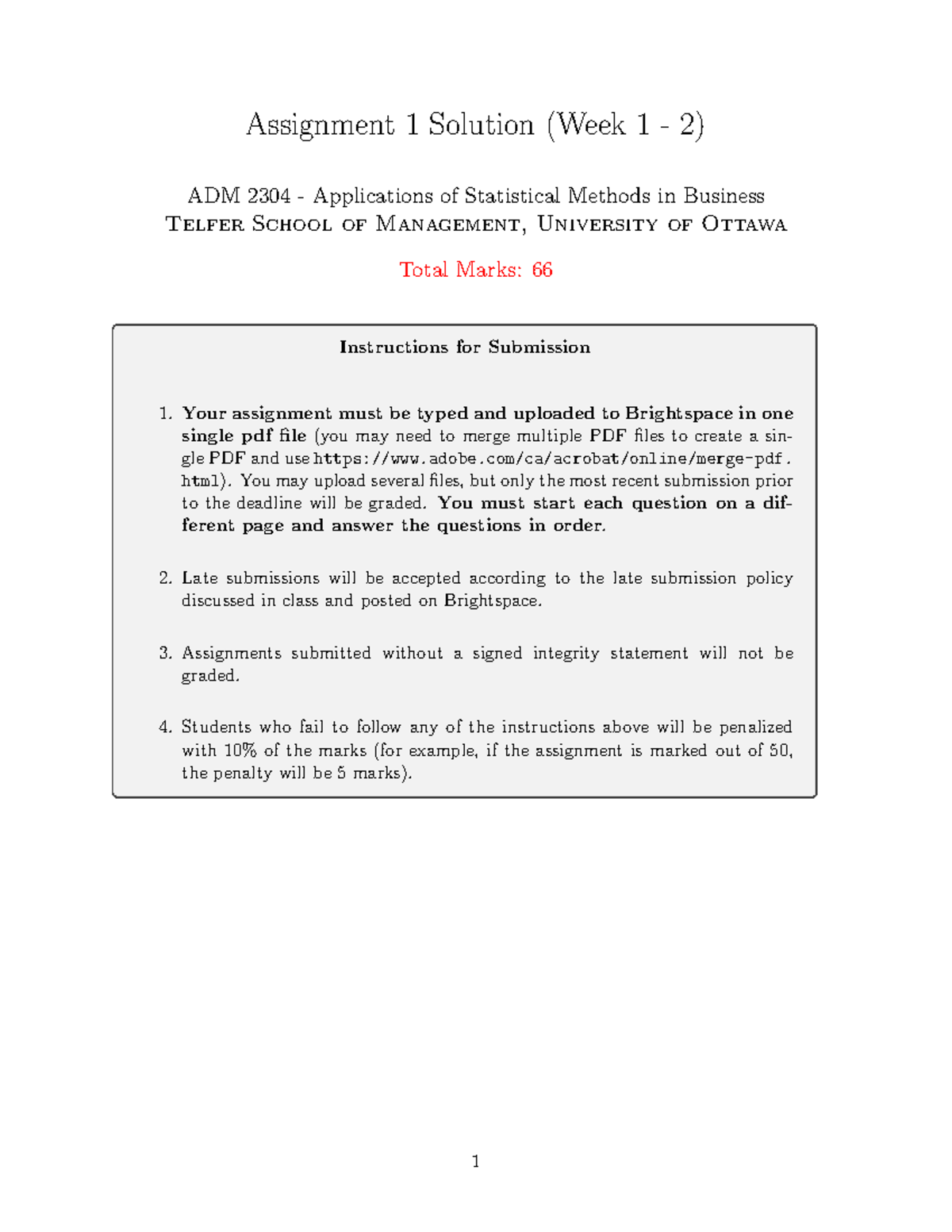 Assignment 1 Solution F22 NQ - Assignment 1 Solution (Week 1 - 2) ADM ...