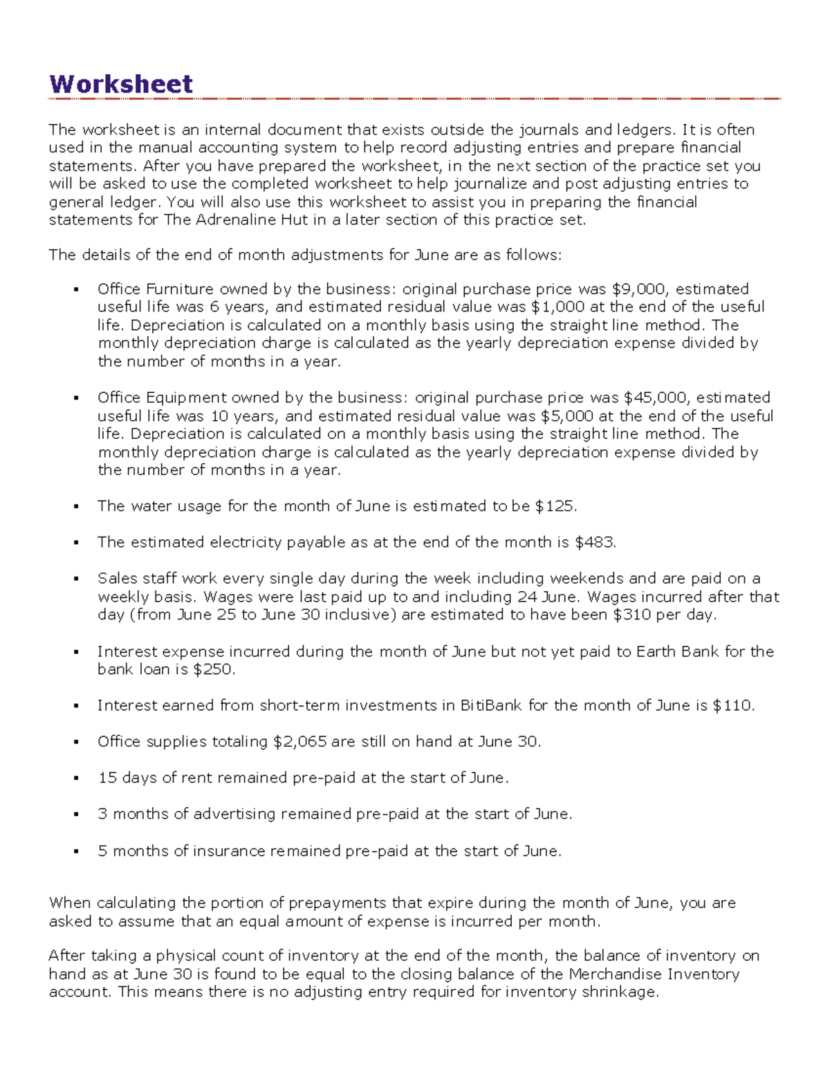 GL Worksheet - Worksheet The worksheet is an internal document that ...