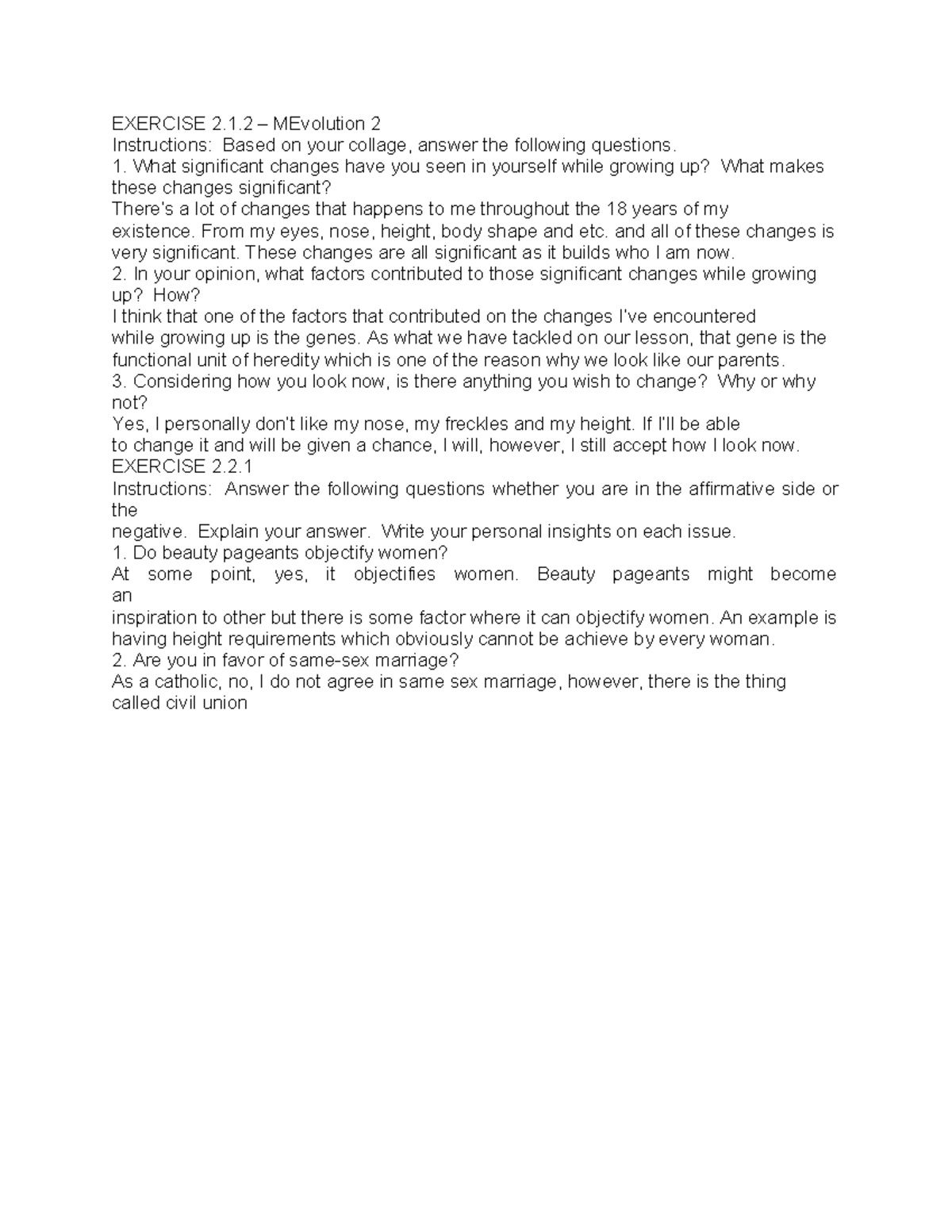 Exercise 2 - EXERCISE 2.1 – MEvolution 2 Instructions: Based on your ...