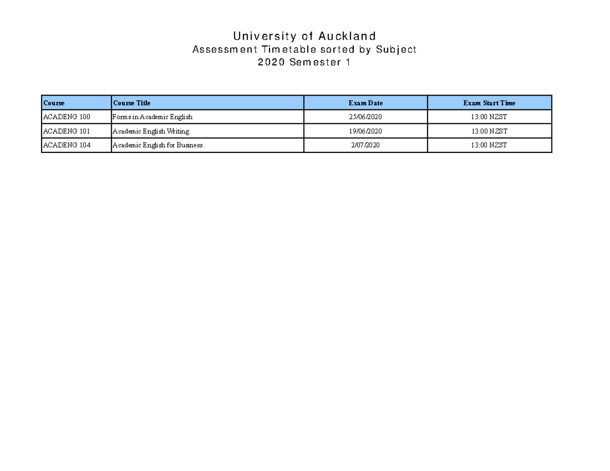 1203-exam-timetable - lab-9 - Asse ssm e nt Tim e t a ble sor t e d by ...