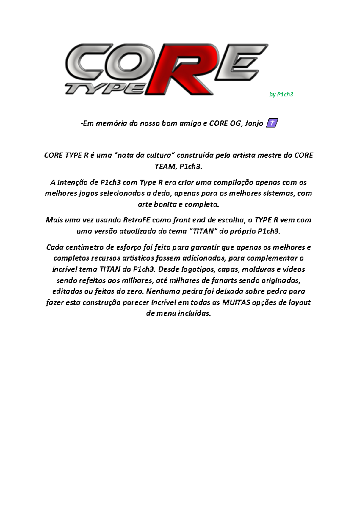 CORE TYPE R - Adquira conhecimento - by P1ch -Em memória do nosso bom ...