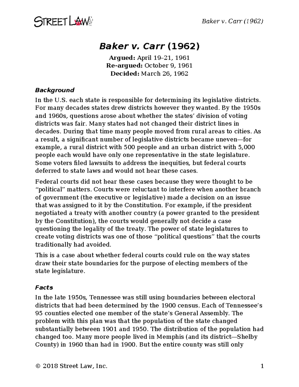 Scotus+Required+Cases-1 - Baker v. Carr (1962) Baker v. Carr (1962 ...