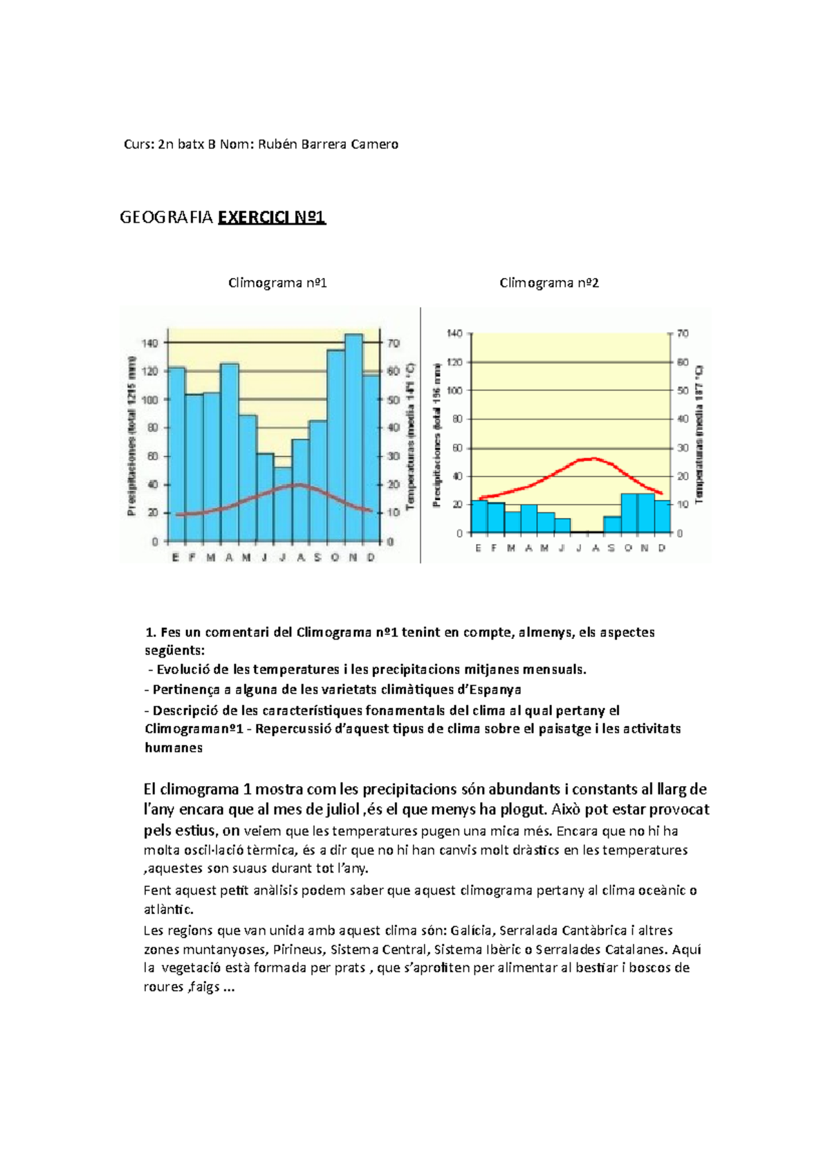 Geografia exercic 1 - trabajo climogramas - Curs: 2n batx B Nom: Rubén ...