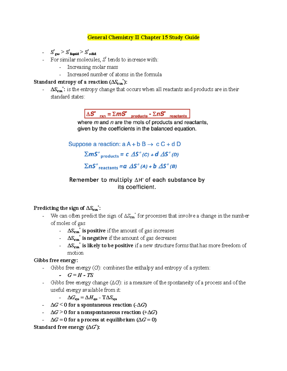 General Chemistry II Chapter 15 Study Guide Pt 6 - General Chemistry II Chapter 15 Study Guide S ...