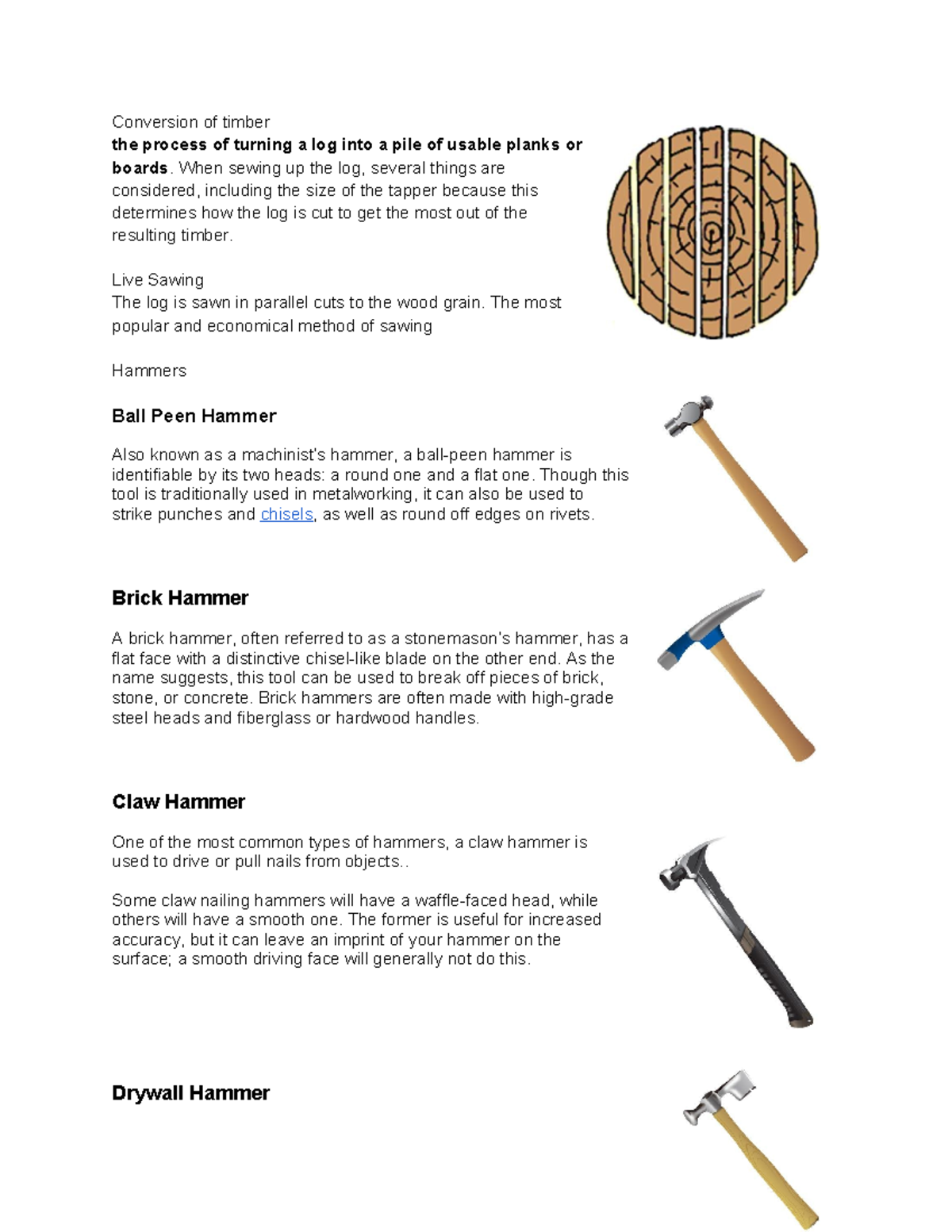 Trials - Test cheat sheet - Conversion of timber the process of turning ...