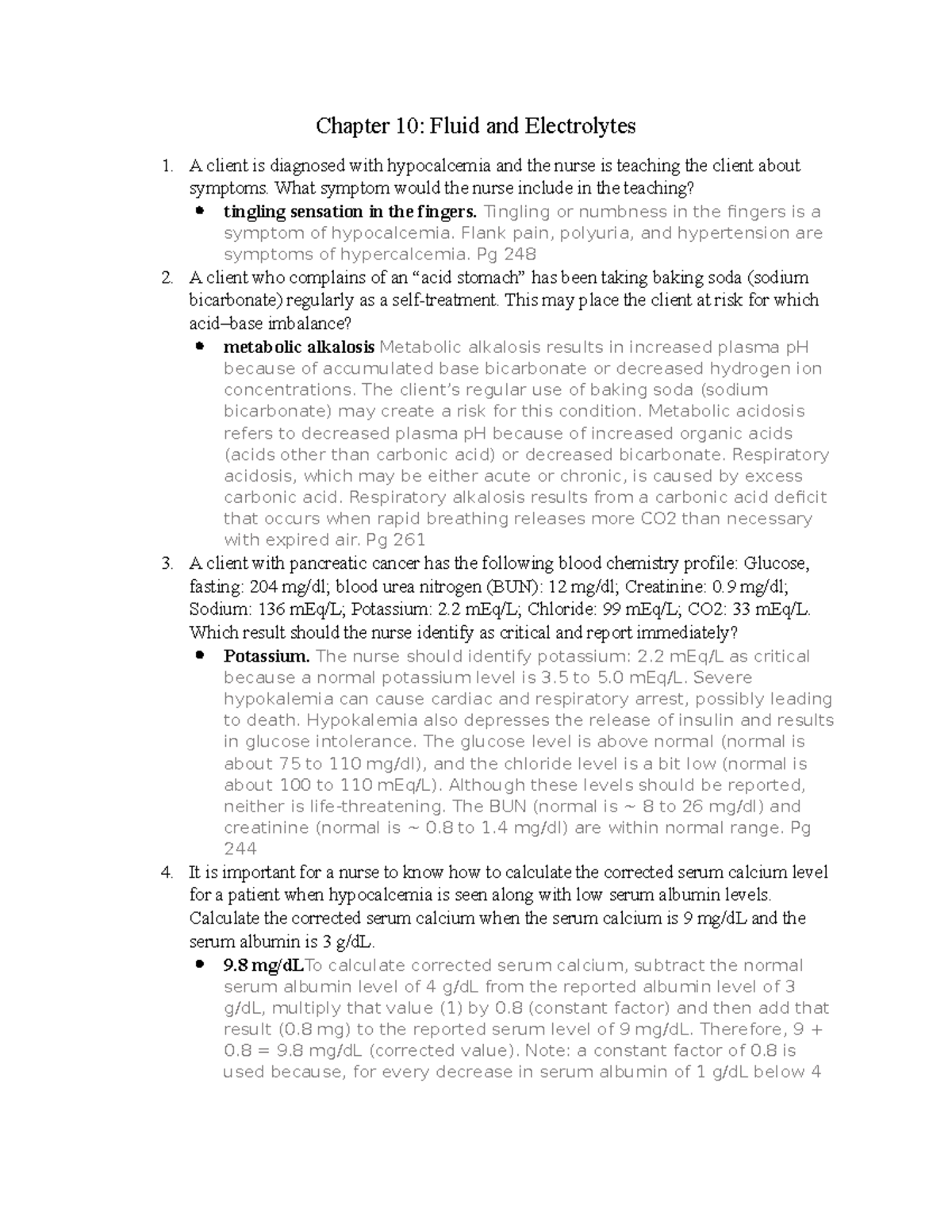 Chapter 10 med-surg - Chapter 10: Fluid and Electrolytes 1. A client is ...