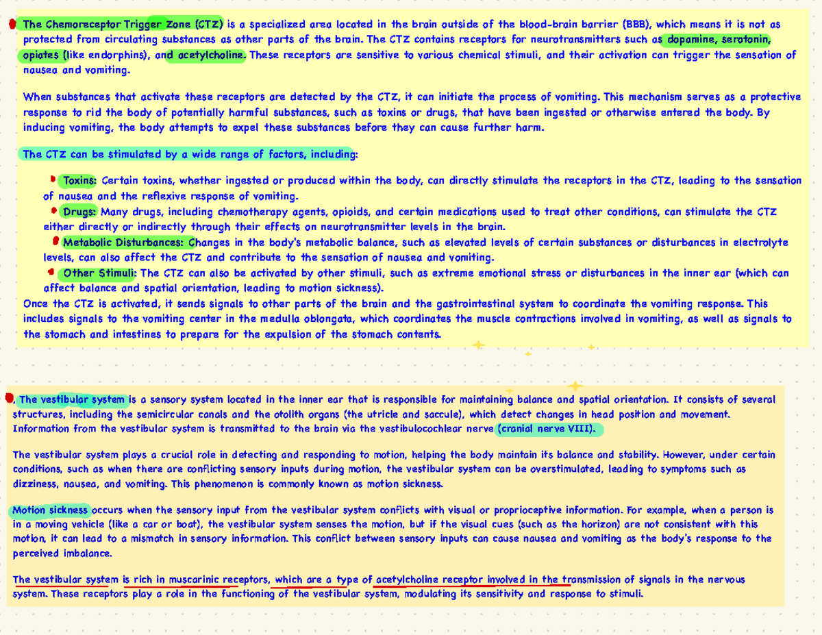 Digestive System - ctz notes - The Chemoreceptor Trigger Zone (CTZ) is ...