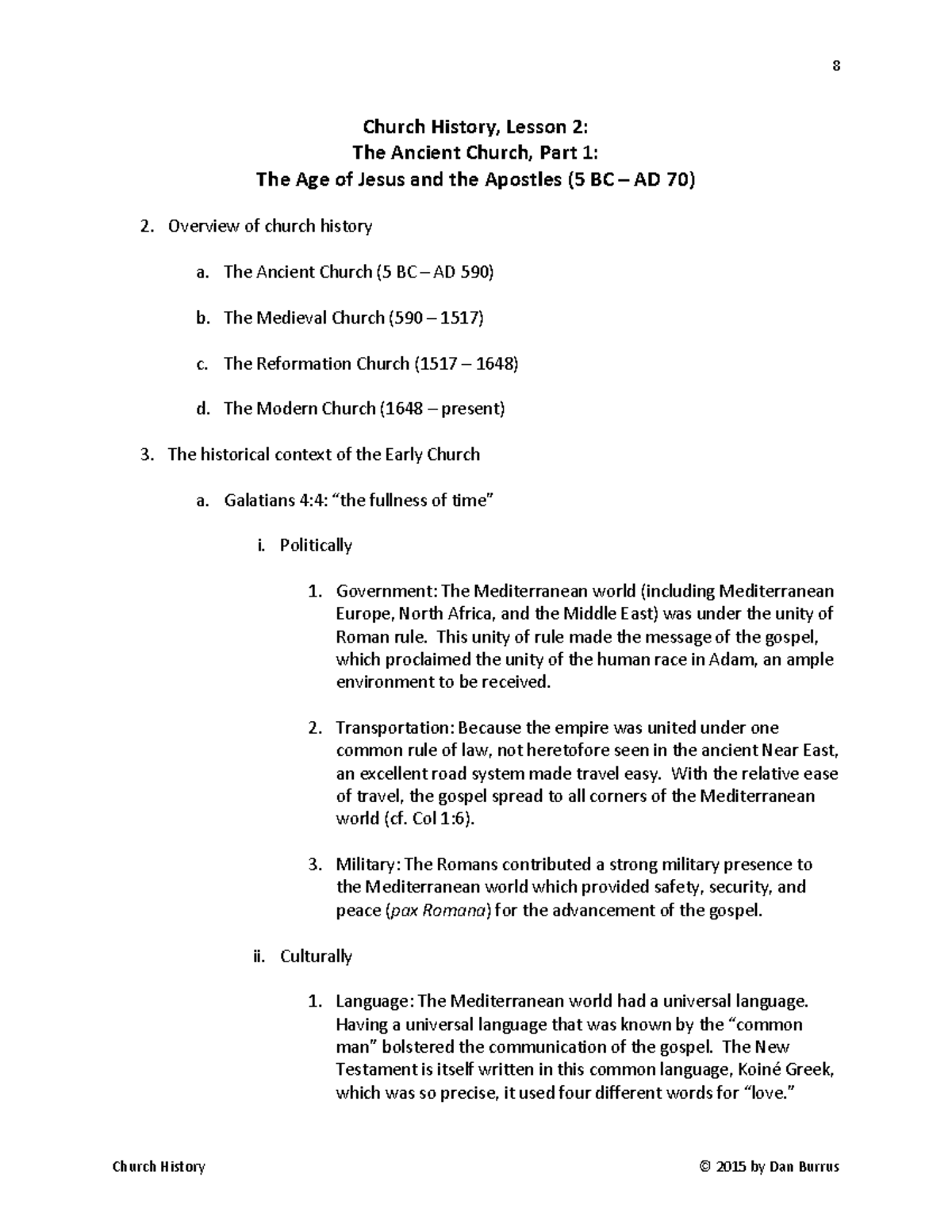 Church History Lesson 02 1 - Church History, Lesson 2: The Ancient ...