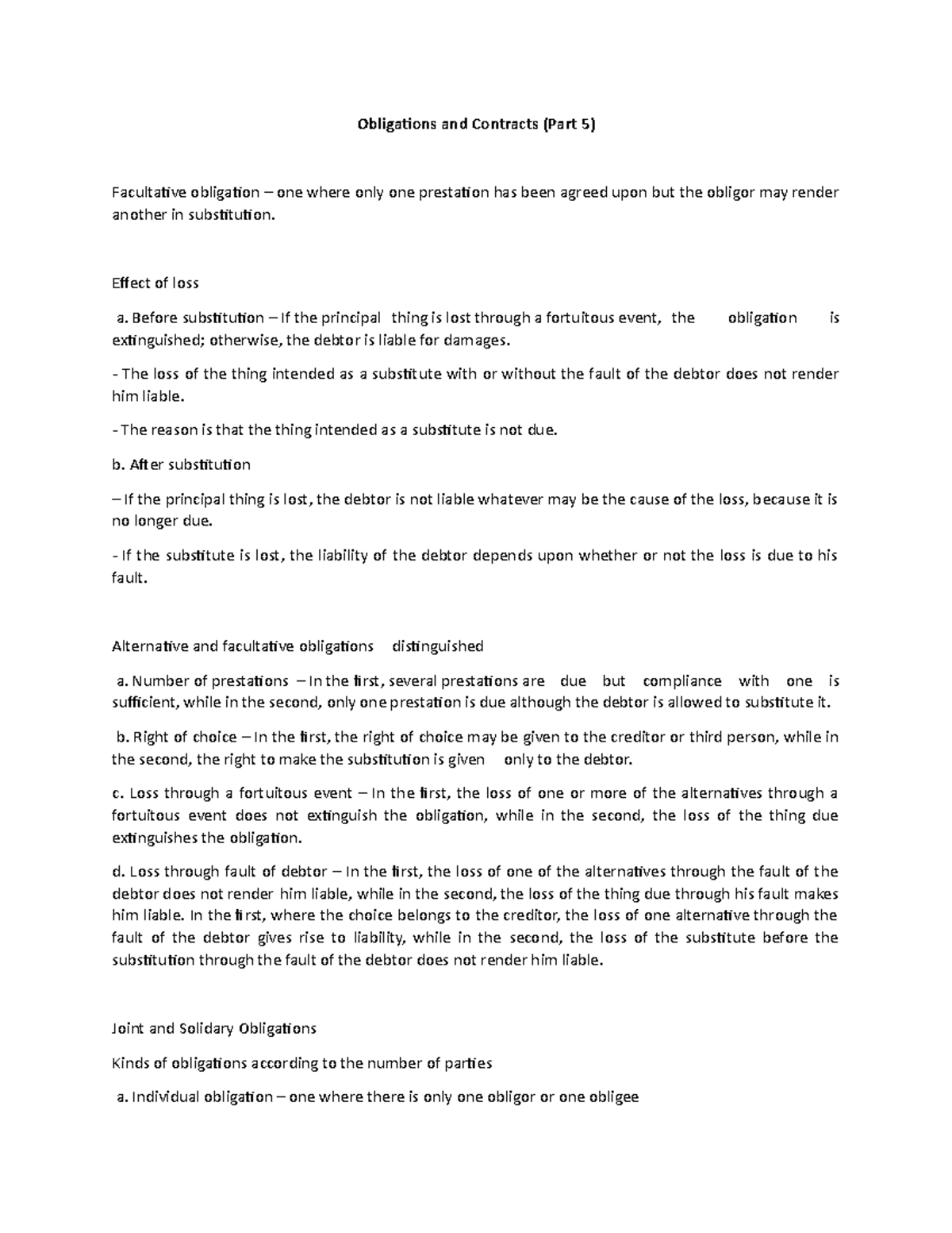 Notes on Obligations (Part 5) - Obligations and Contracts (Part 5 ...