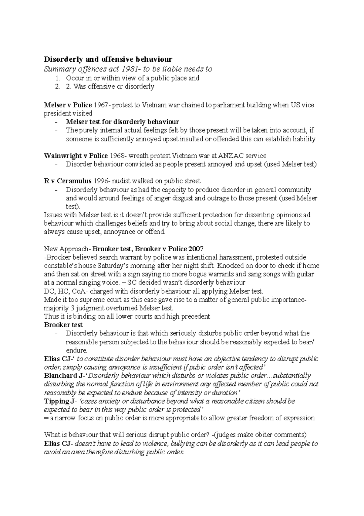 Disorderly and offensive behaviour - Disorderly and offensive behaviour ...