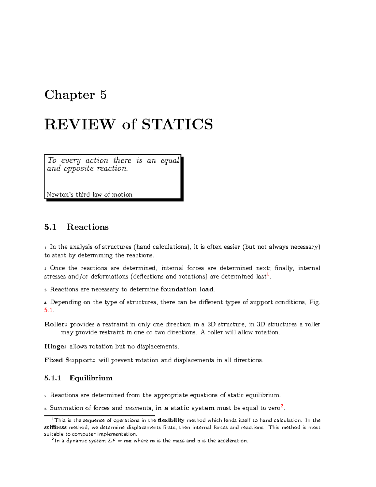 Structural Engineering CH5.3 - Draft Chapter 5 REVIEW of STATICS To ...