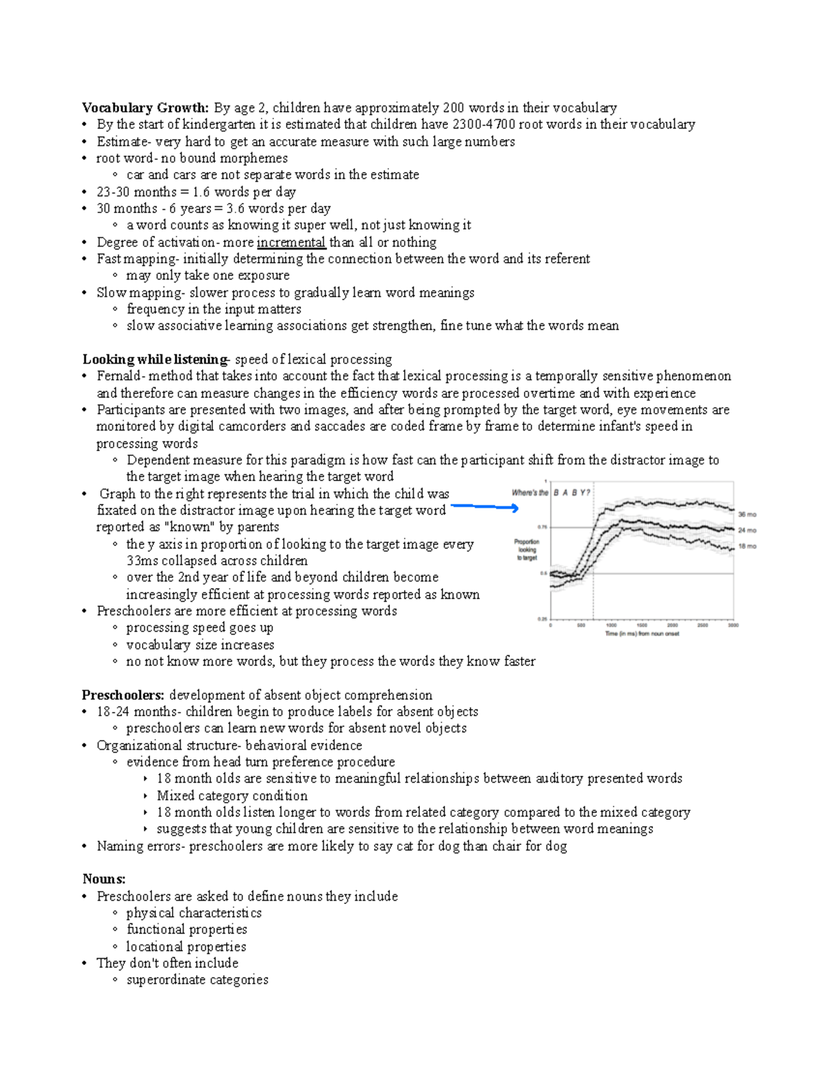 Preschool Content - lecture notes - Vocabulary Growth: By age 2 ...