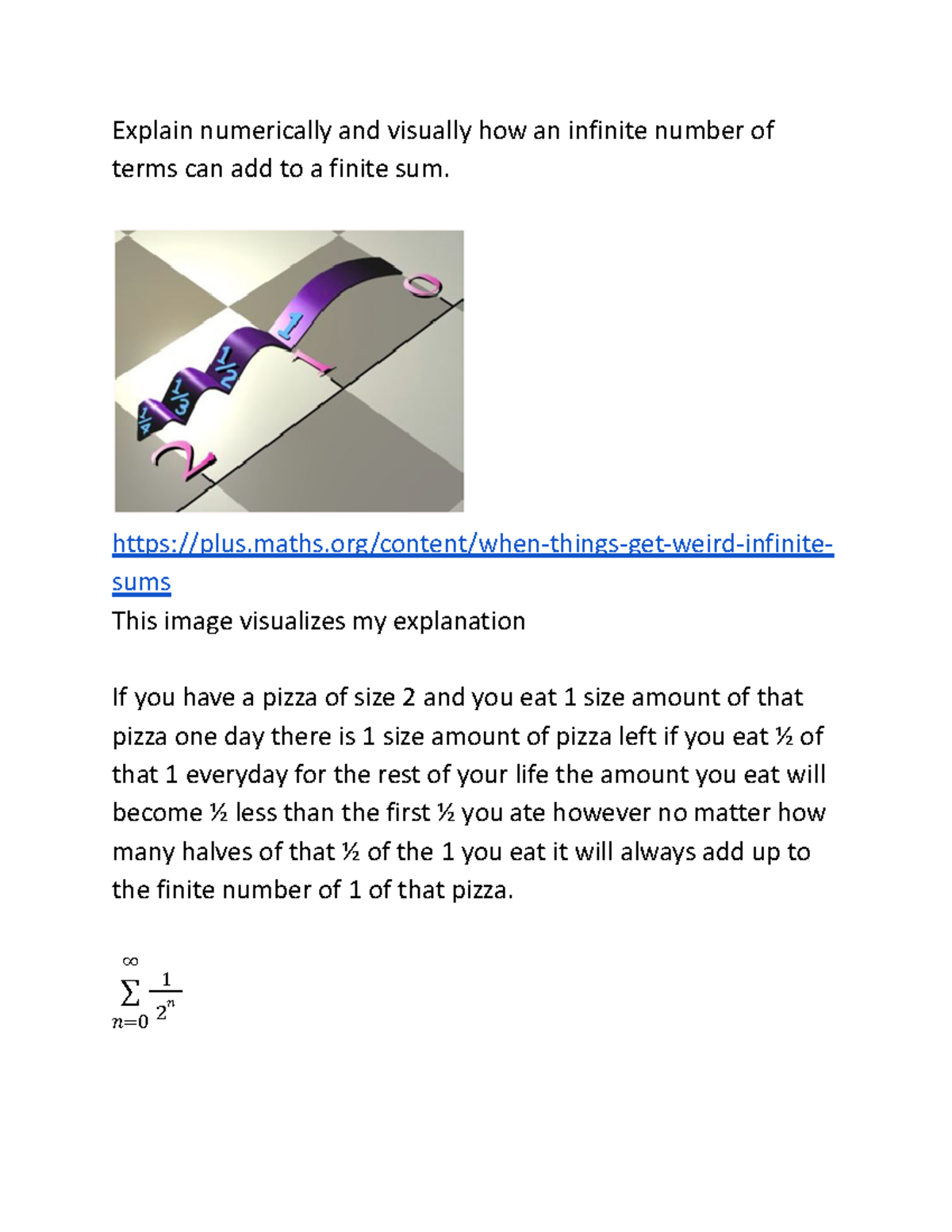 Calculus Writing Assingment Infinite Sums - Explain numerically and ...