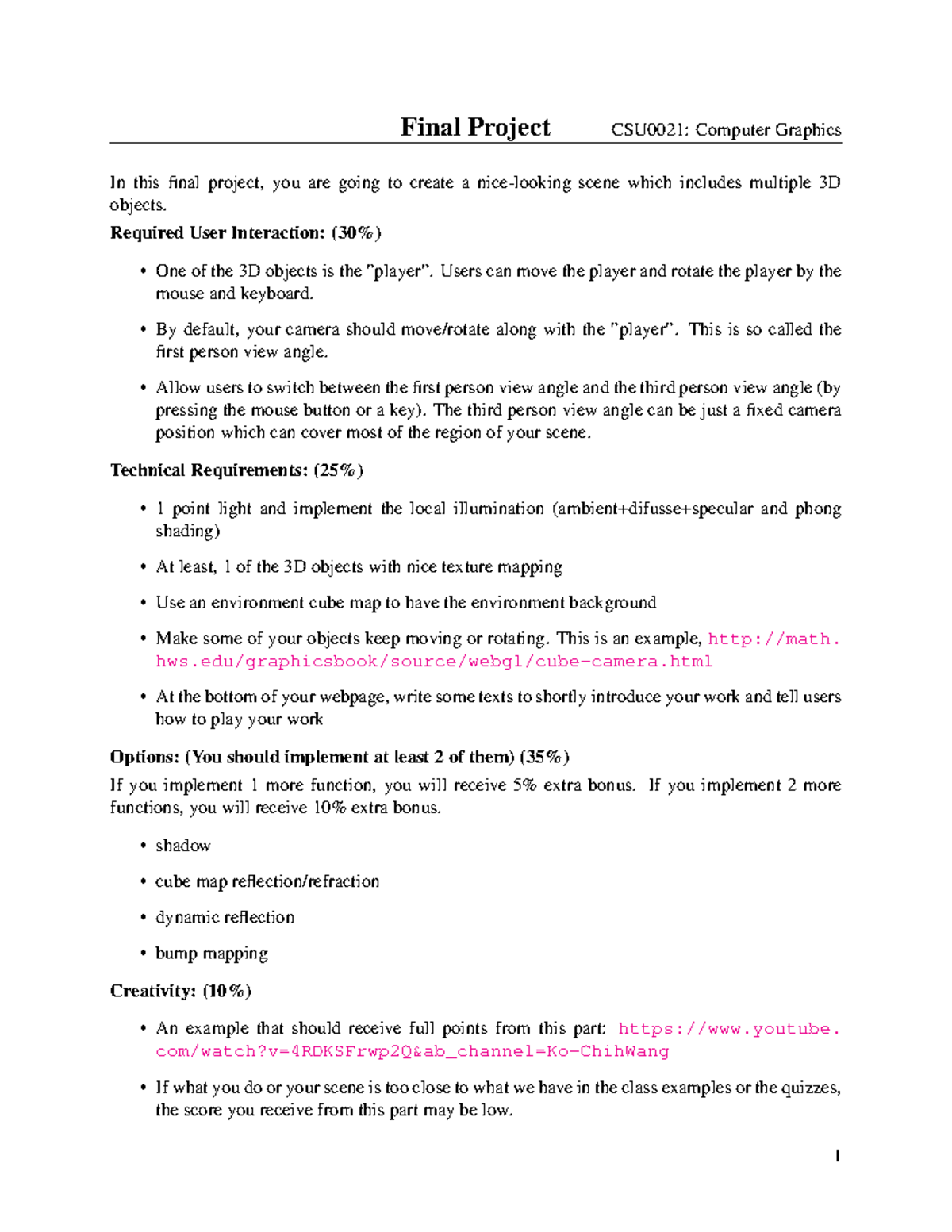NTNU Computer Graphics Final Project 111 1 - Final Project CSU0021 ...
