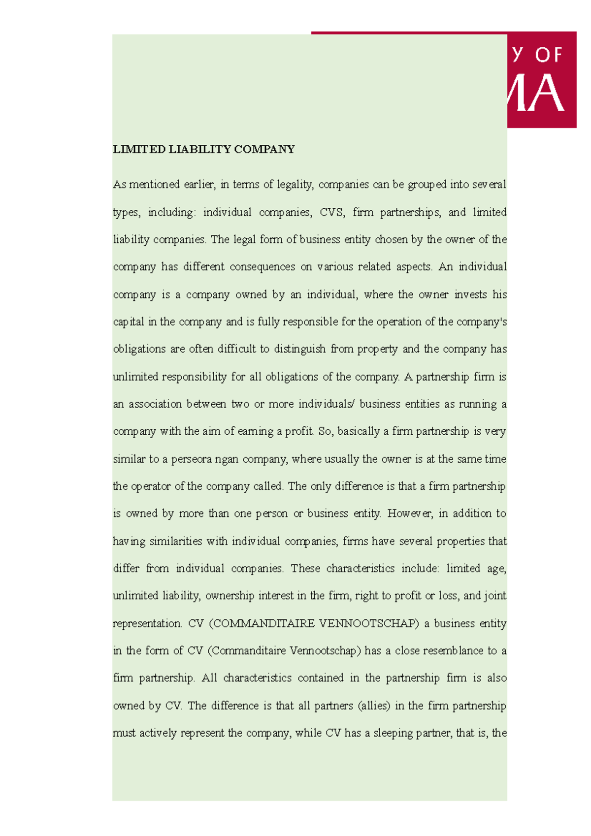 Documents Accounting - Limited Liability Company - LIMITED LIABILITY ...