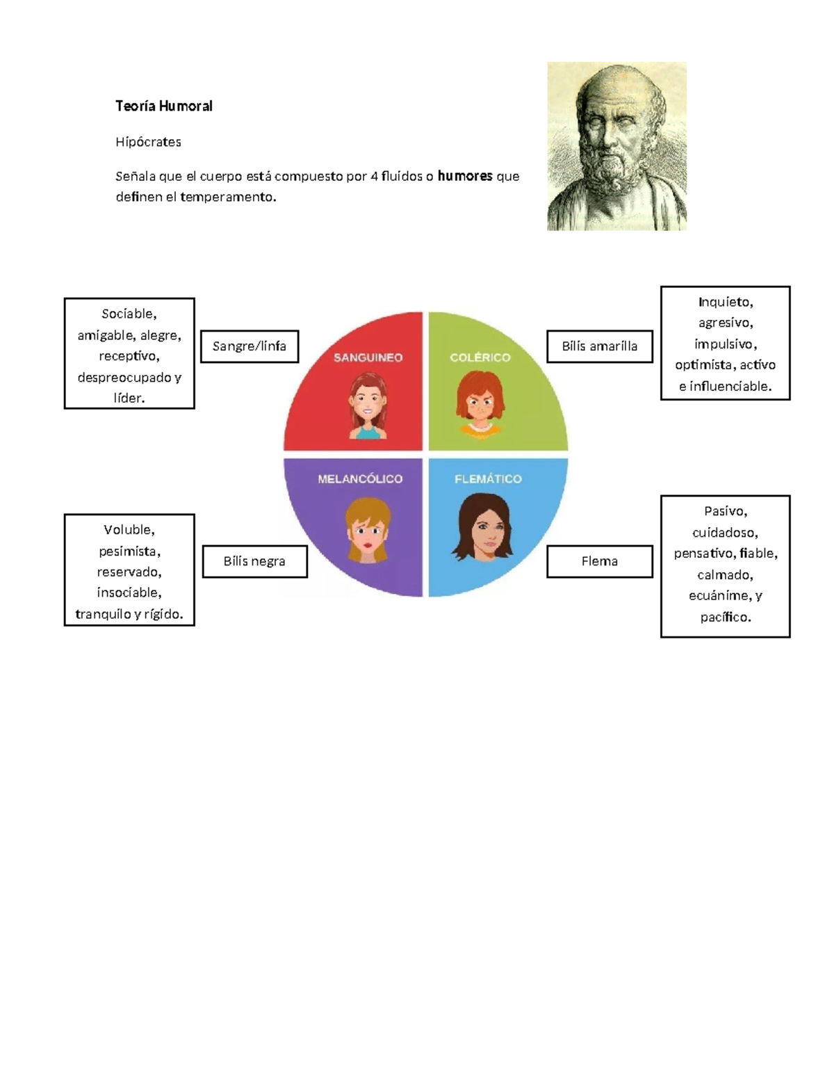 4 humores - Fundamentos de la psicología - Teoría Humoral Hipócrates ...