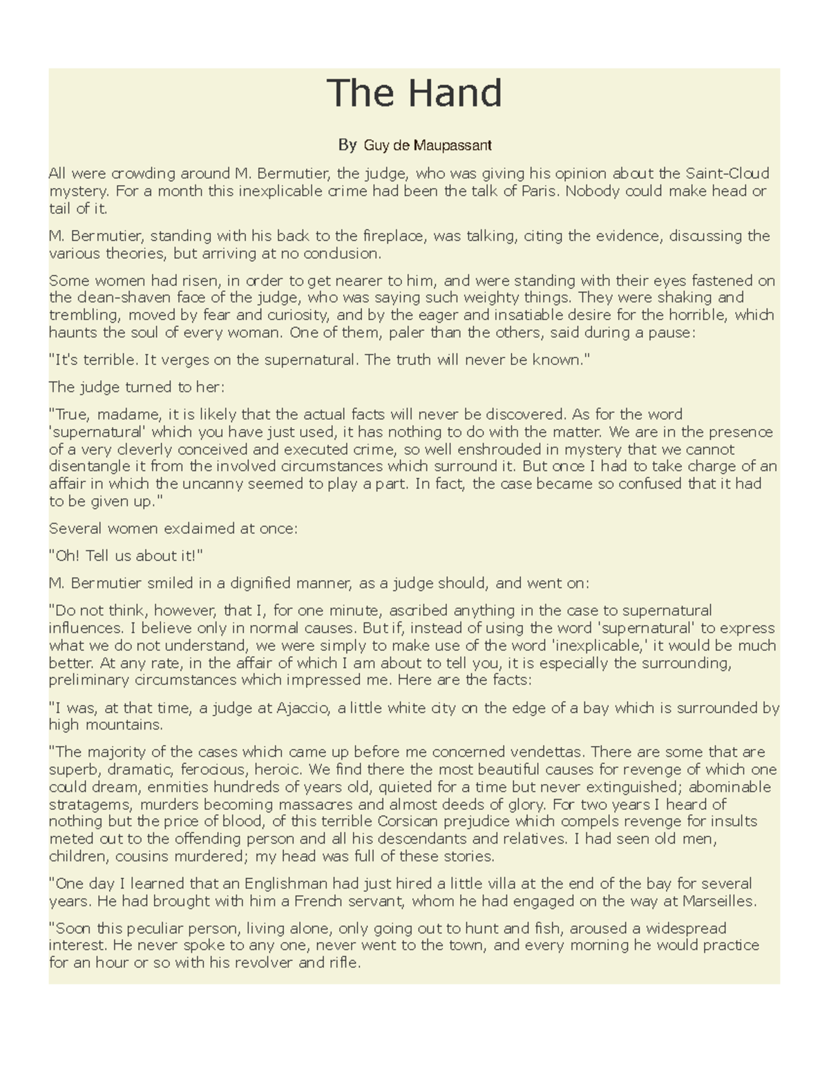 The Hand - enlgish assignemnt - NURN 480 - Studocu