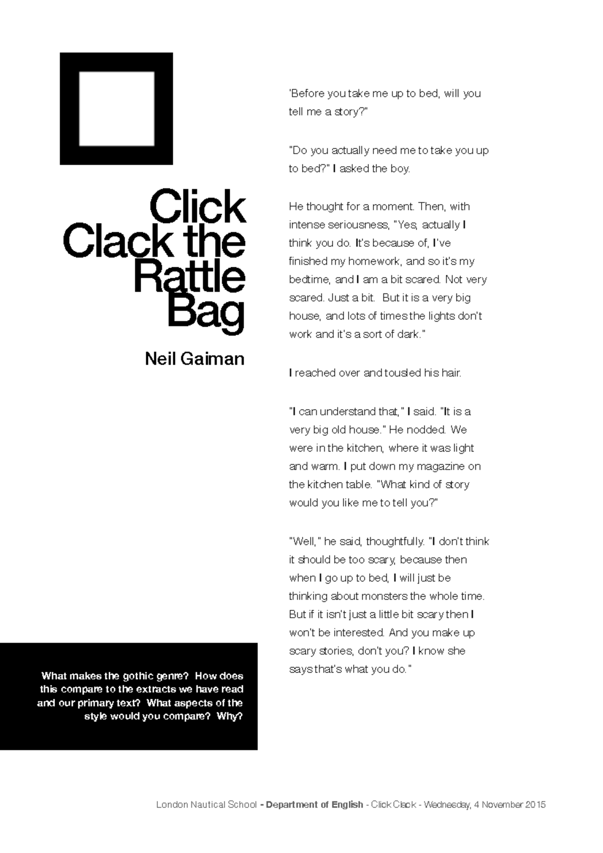 Click clack the rattle bag - Click Clack the Rattle Bag Neil Gaiman ...