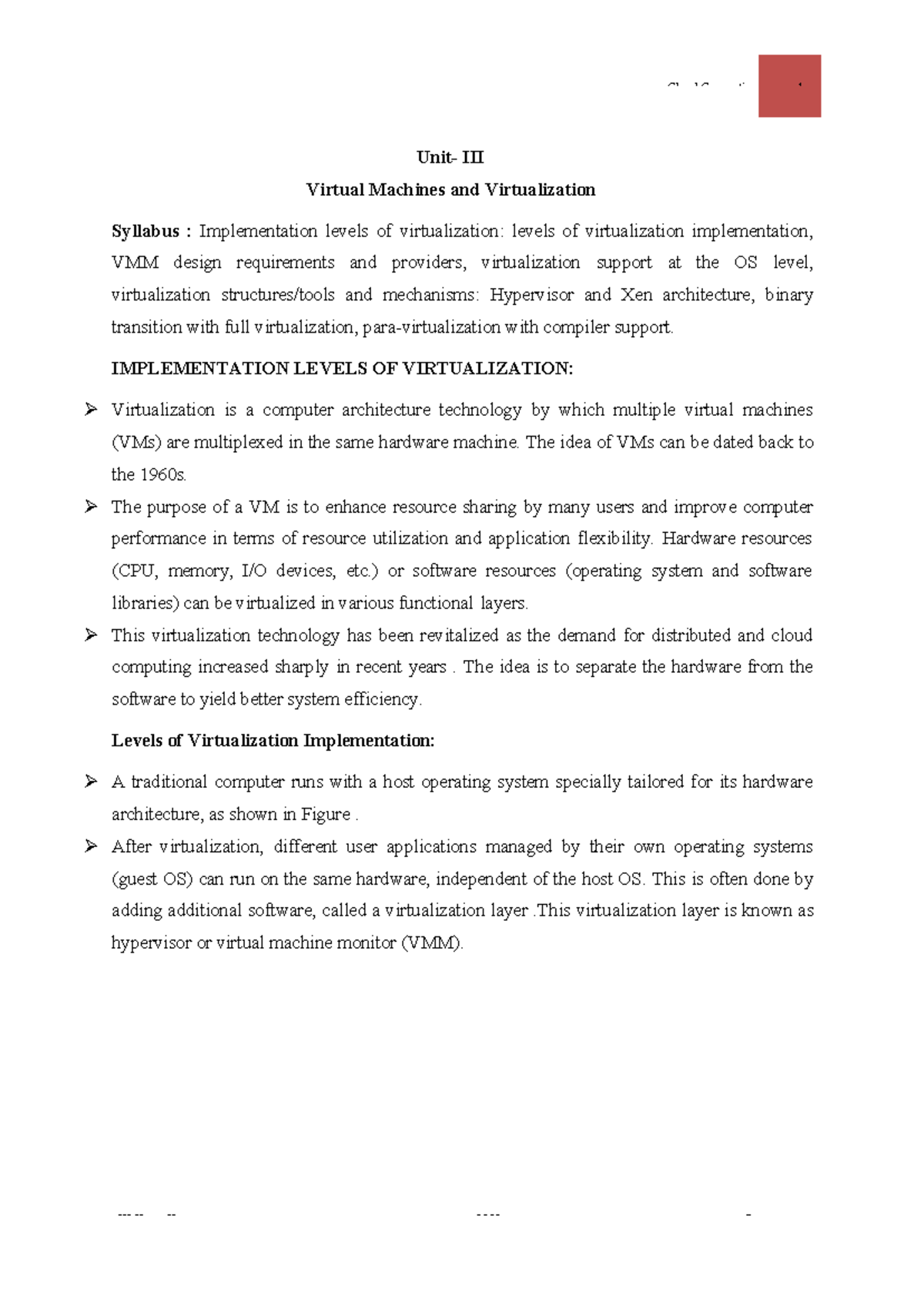 Unit Iii Cc Lm Cse Its A Cloud Computing Notes Unit Iii Virtual Machines And Virtualization