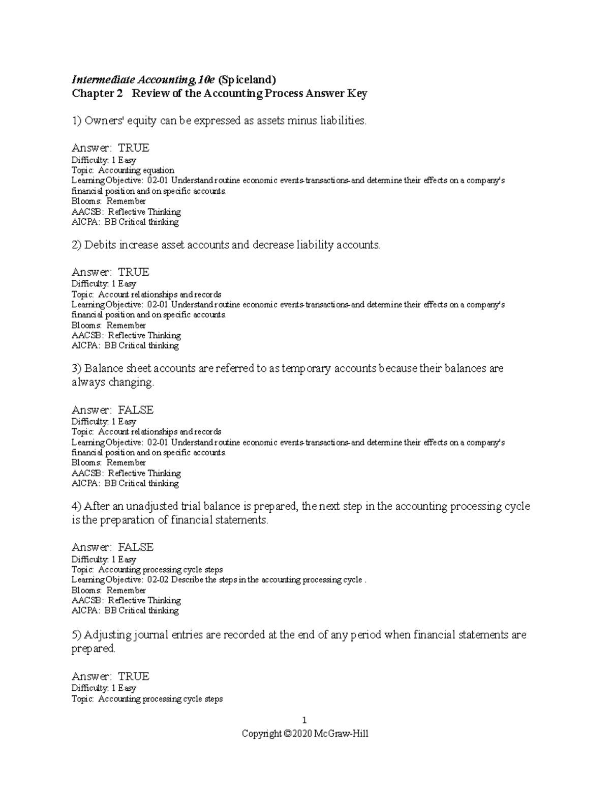 Test Bank for Intermediate Accounting 10th Edition by Spiceland Nelson ...