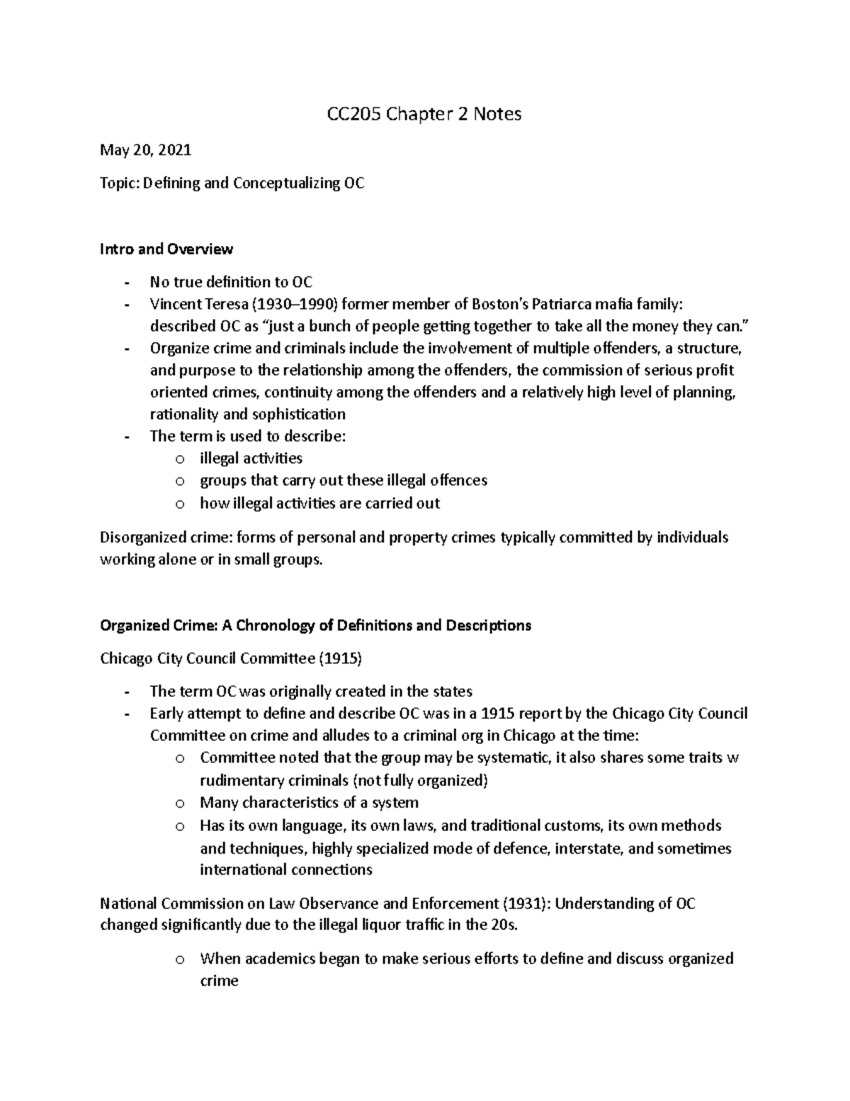 Chapter 2 Notes - CC205 Chapter 2 Notes May 20, 2021 Topic: Defining ...