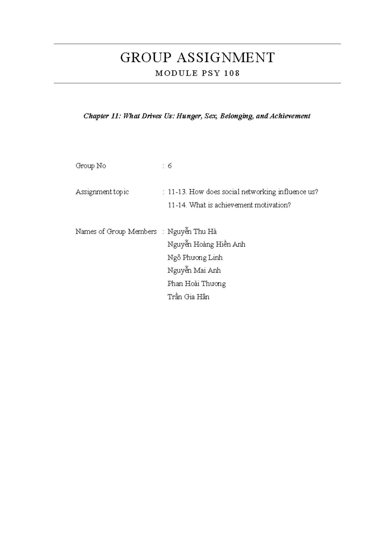 Group-6- Assignment - GROUP ASSIGNMENT M O D U L E PS Y 1 0 8 Chapter ...