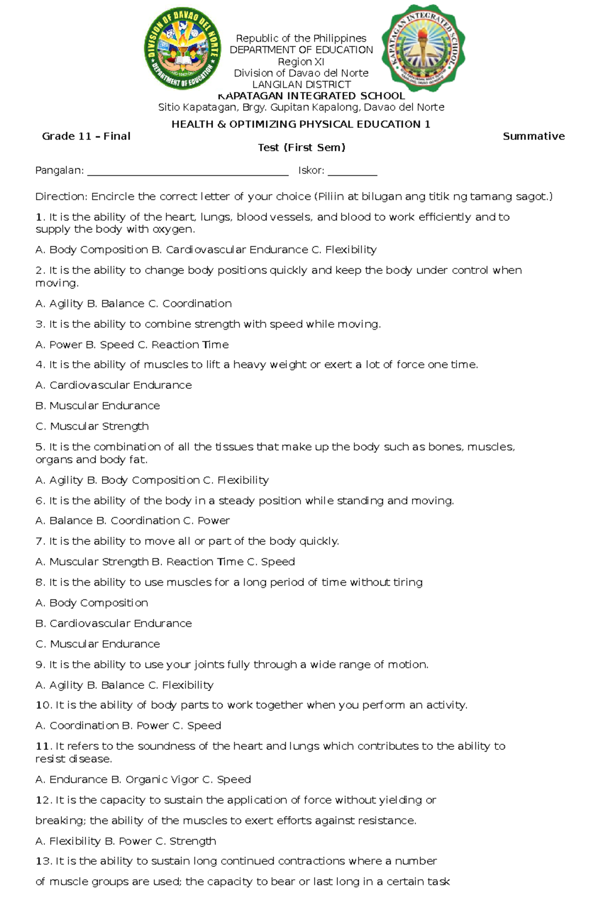 Hope-Final Assess-SY2021-2022- Lesson 1-3 - Republic of the Philippines ...
