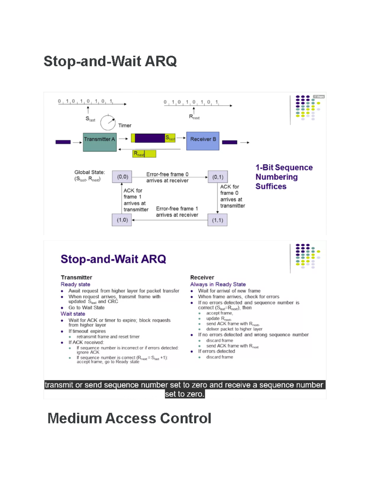 MOOC3 - Computer Communication - Stop-and-Wait ARQ Medium Access ...